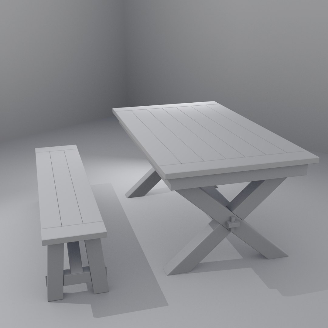 3ds rustic dining table bench