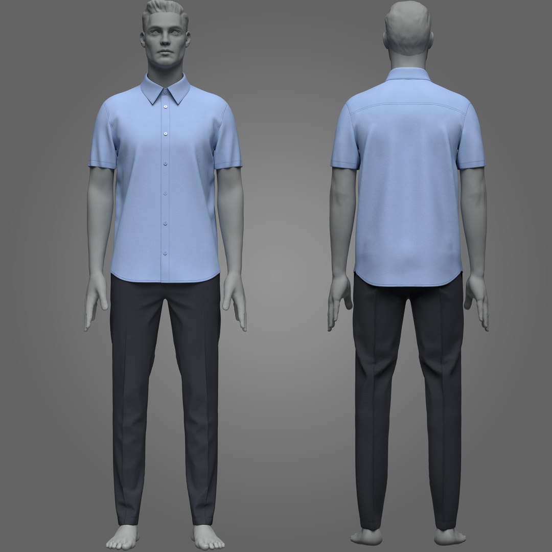 3D Man Half Sleeve Formal Outfit Model - TurboSquid 2240874