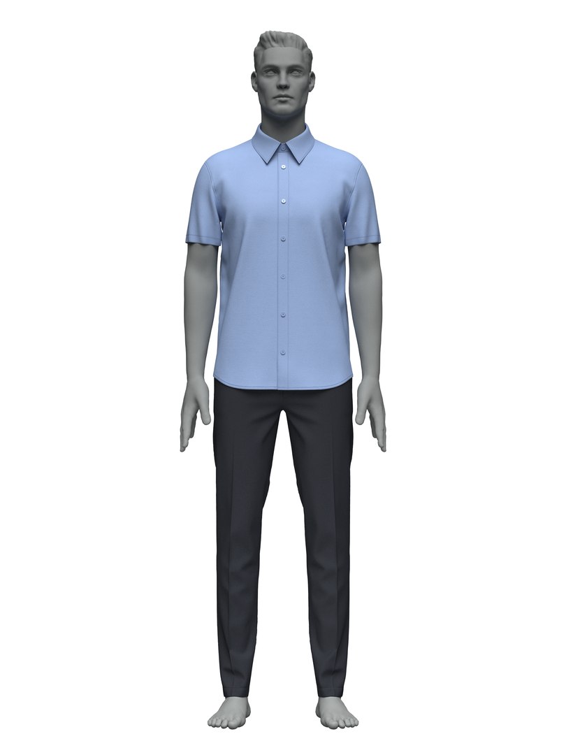 3D Man Half Sleeve Formal Outfit Model - TurboSquid 2240874