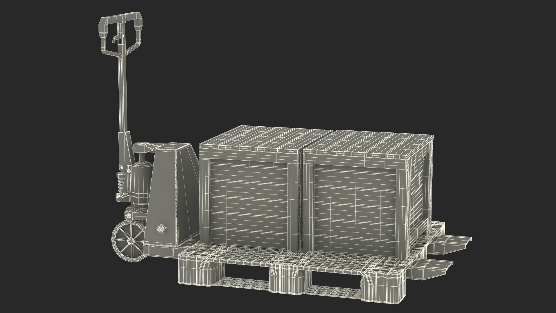 Orange Pallet Jack with Wooden Crates 3D model - TurboSquid 2145596