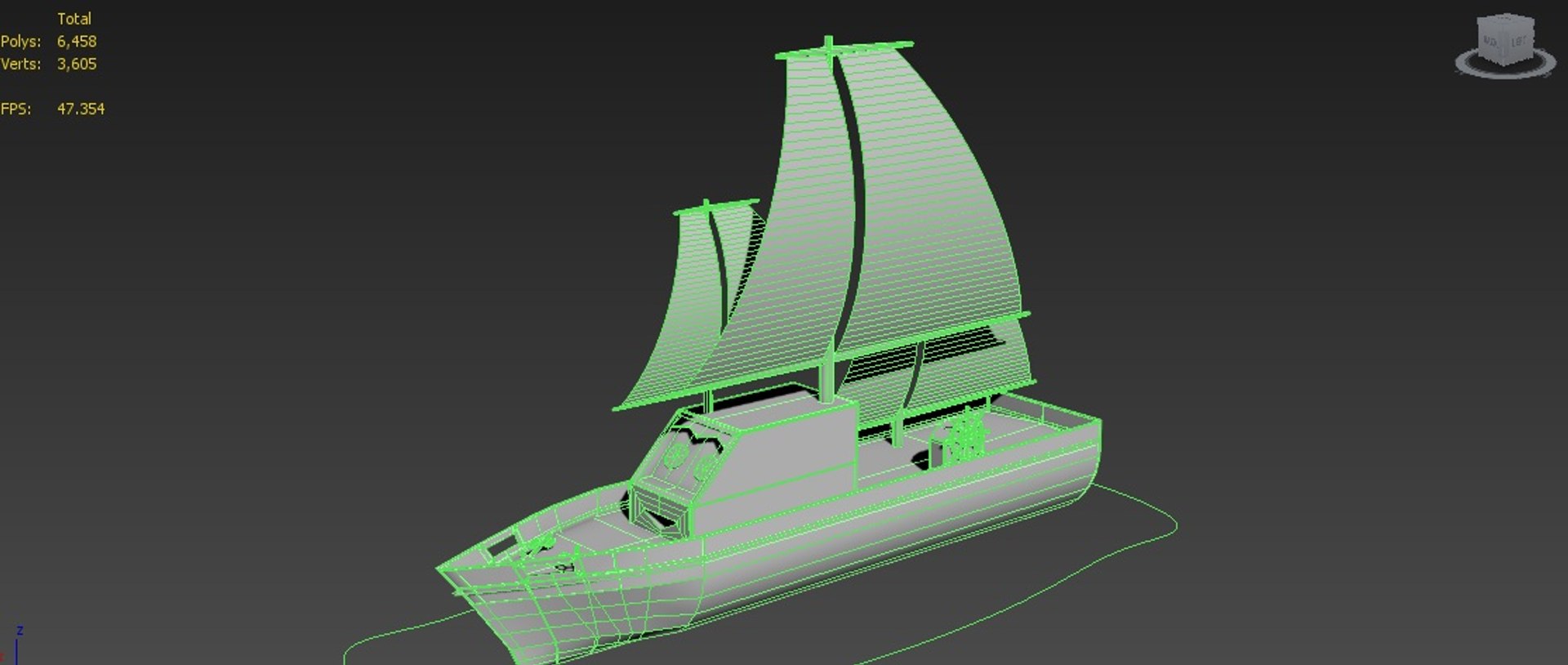 3d Cartoon Ketch Model