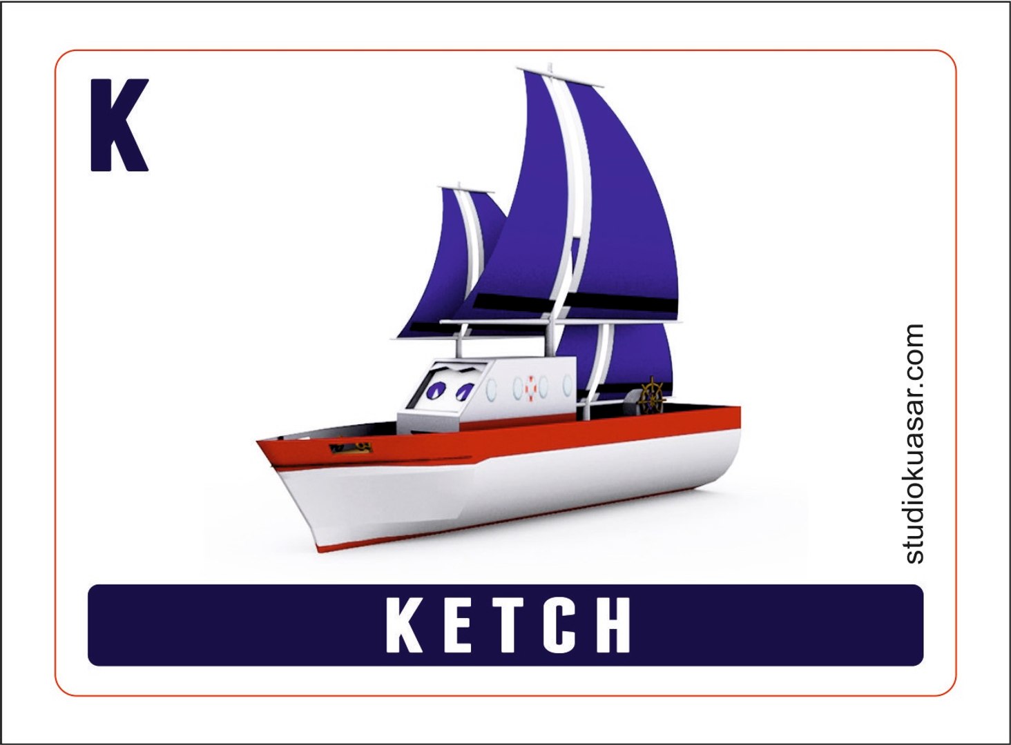 3d Cartoon Ketch Model