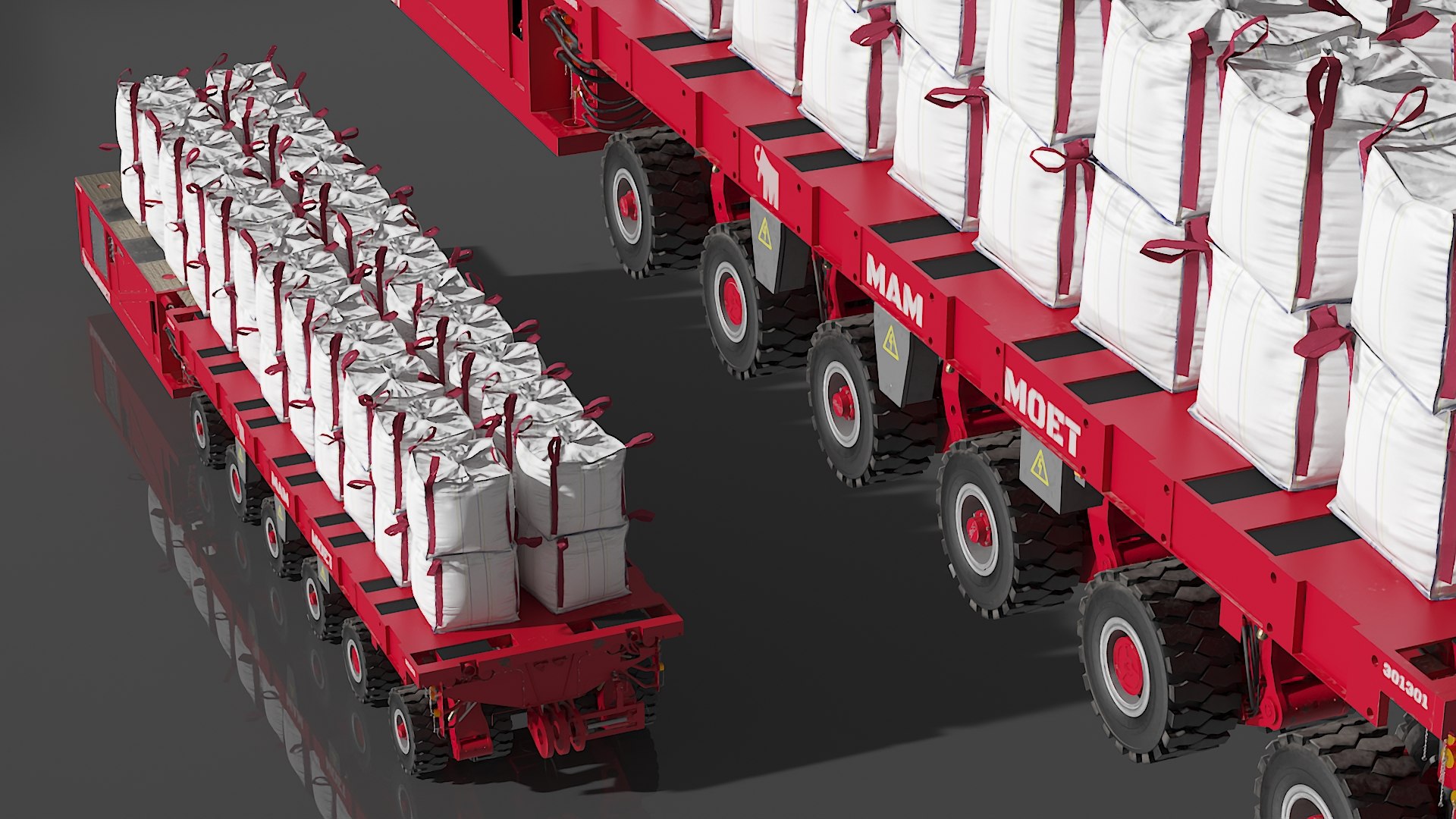3D Model Bulk Bags On Mammoet Load Transport Trailer - TurboSquid 2315191