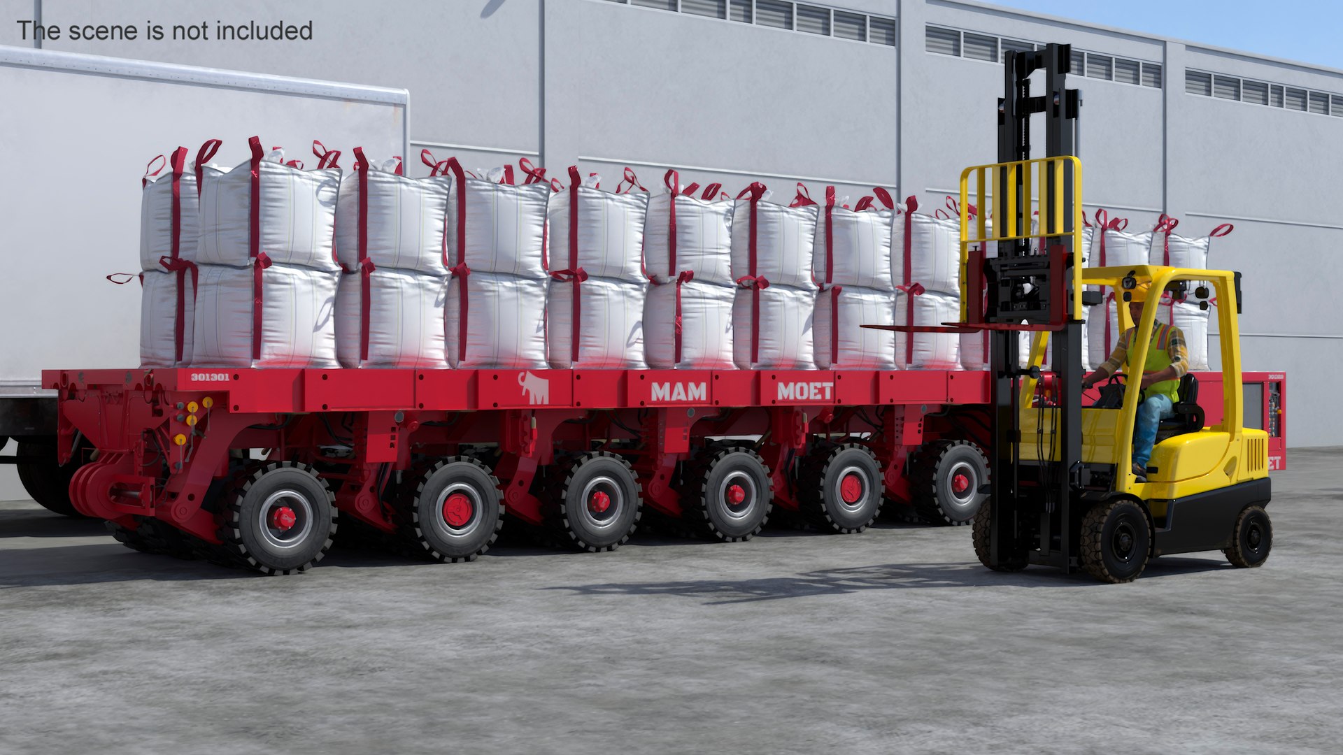 3D Model Bulk Bags On Mammoet Load Transport Trailer - TurboSquid 2315191
