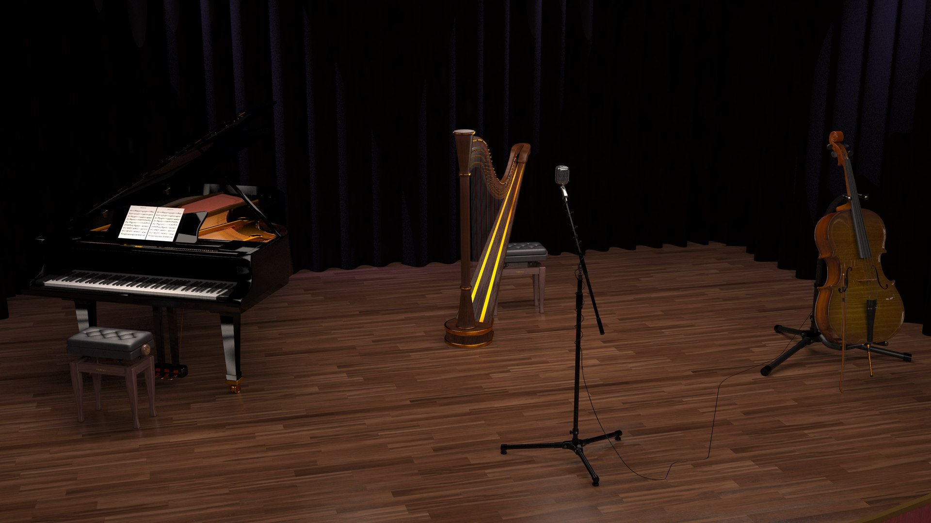 Theatre Stage and Music Instrument 3D model - TurboSquid 2026597