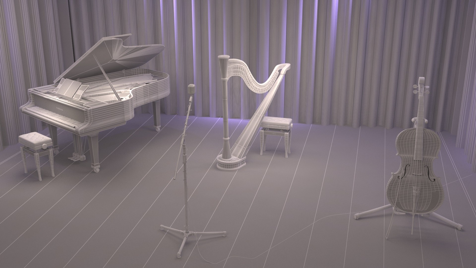 Theatre Stage and Music Instrument 3D model - TurboSquid 2026597