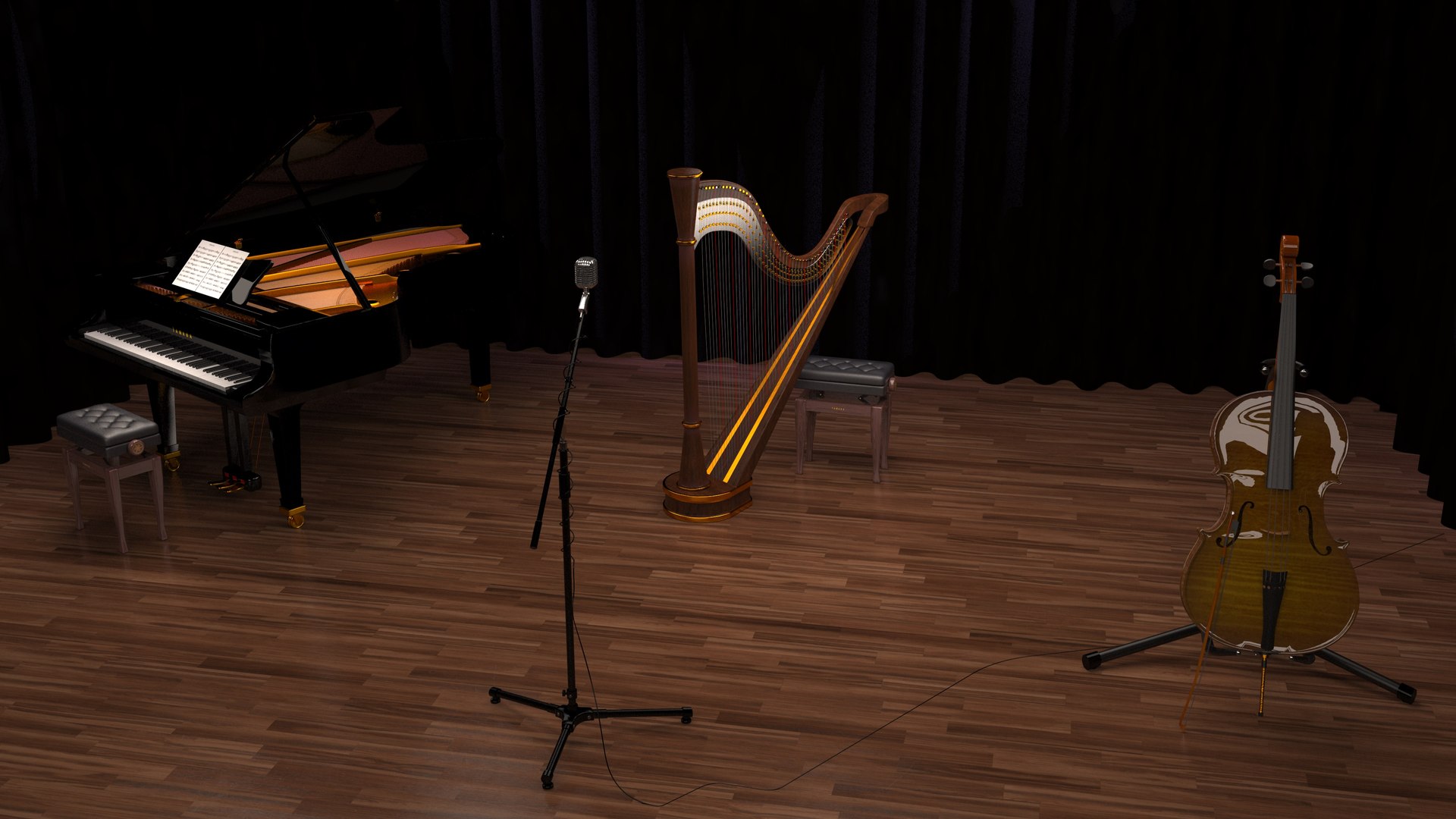 Theatre Stage and Music Instrument 3D model - TurboSquid 2026597