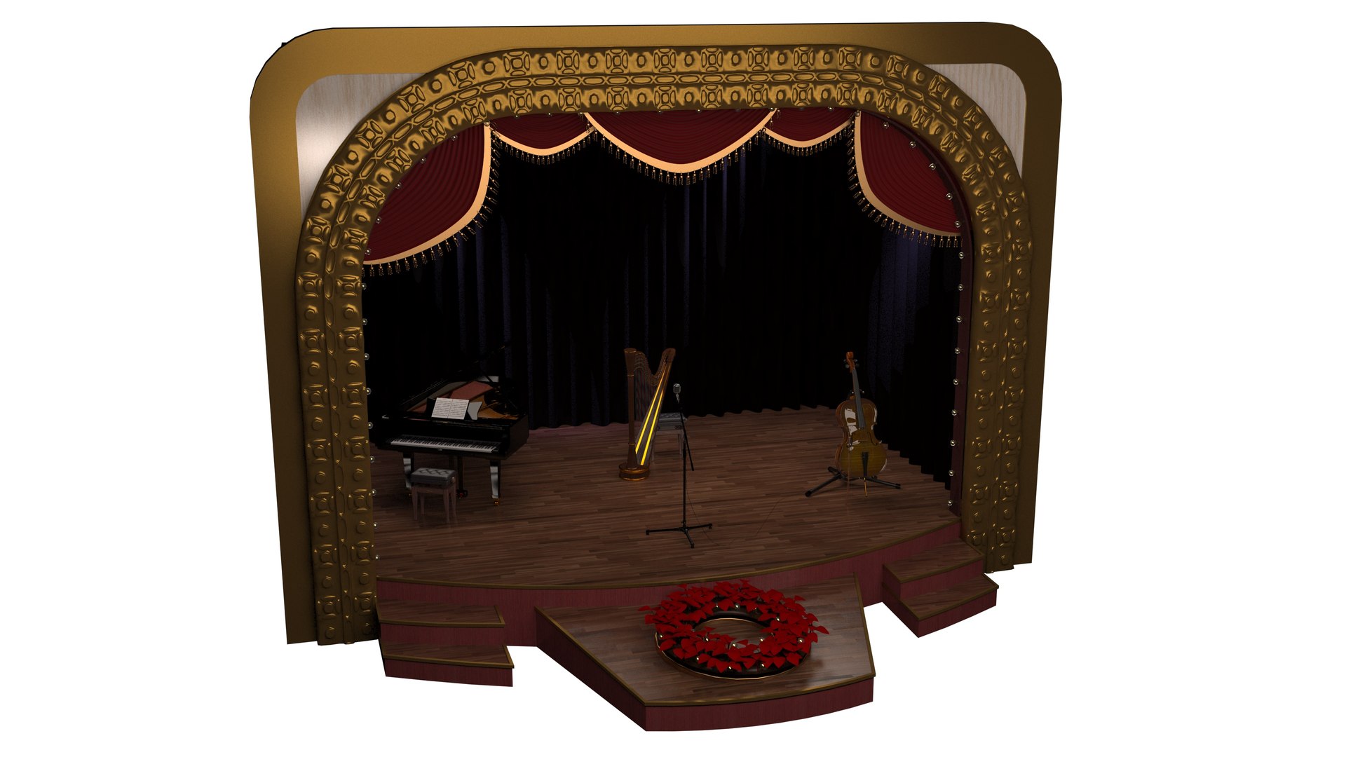 Theatre Stage And Music Instrument 3D Model - TurboSquid 2026597