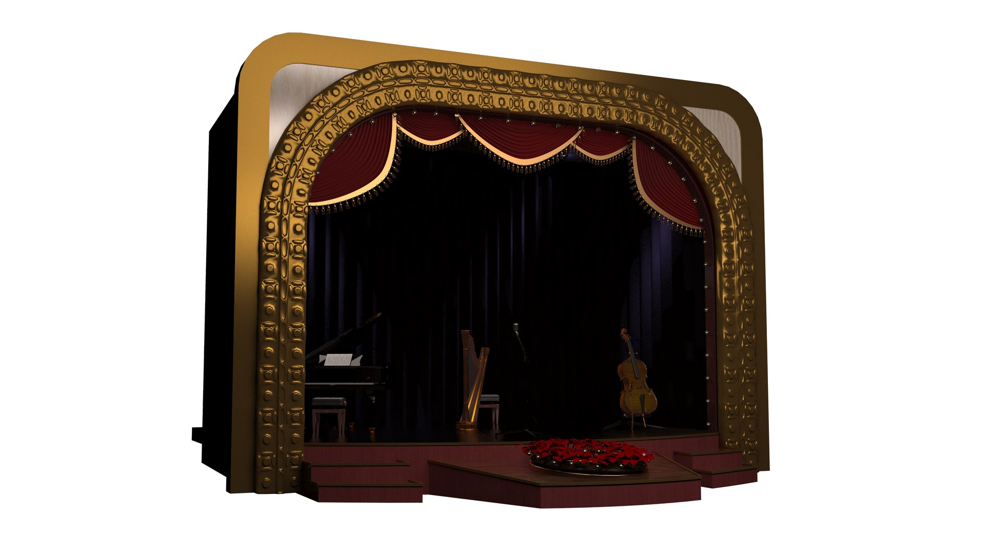 Theatre Stage And Music Instrument 3D Model - TurboSquid 2026597