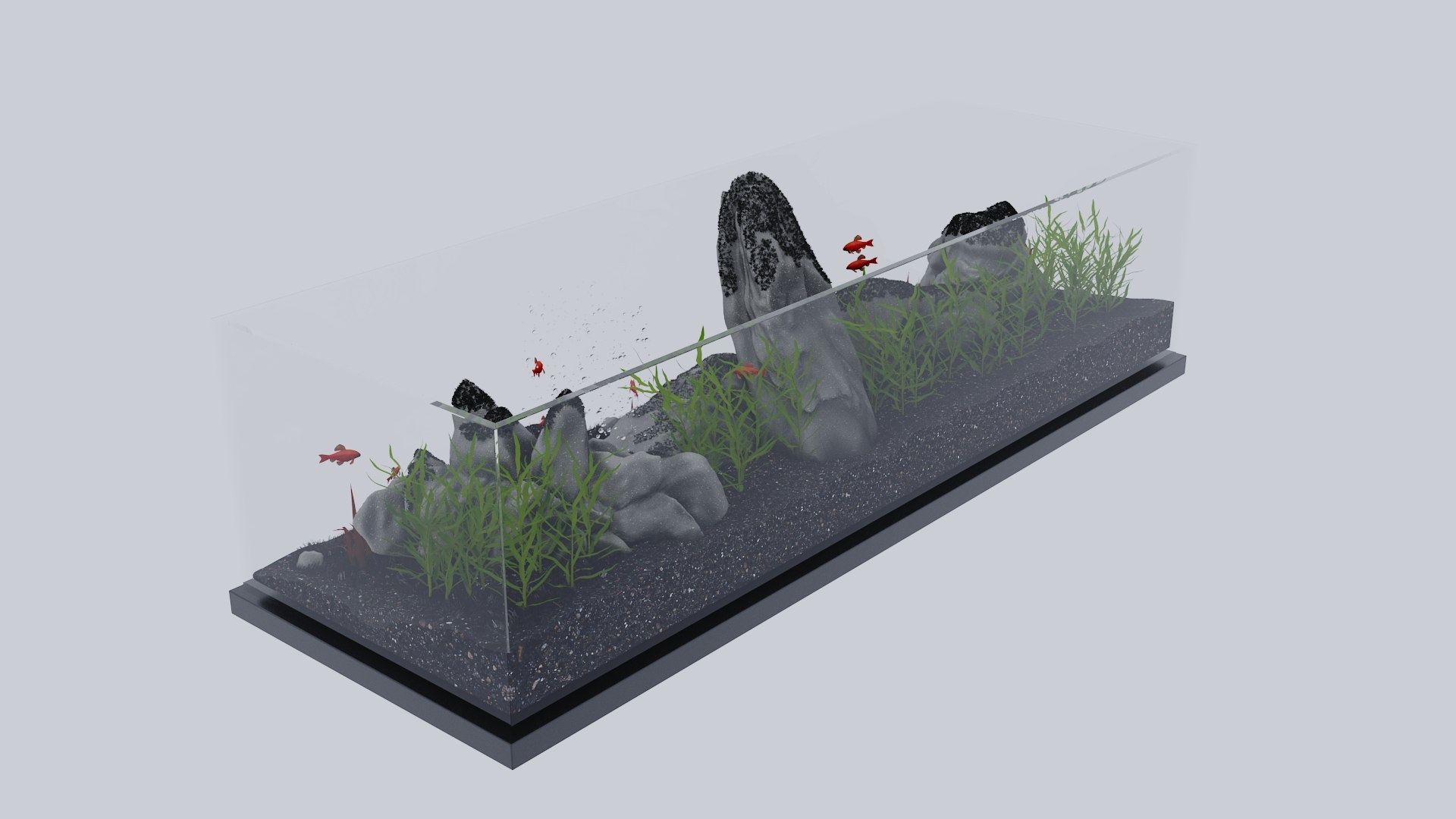 Freshwater Aquarium Rockscape With Plants And Fish 3D - TurboSquid 2324124