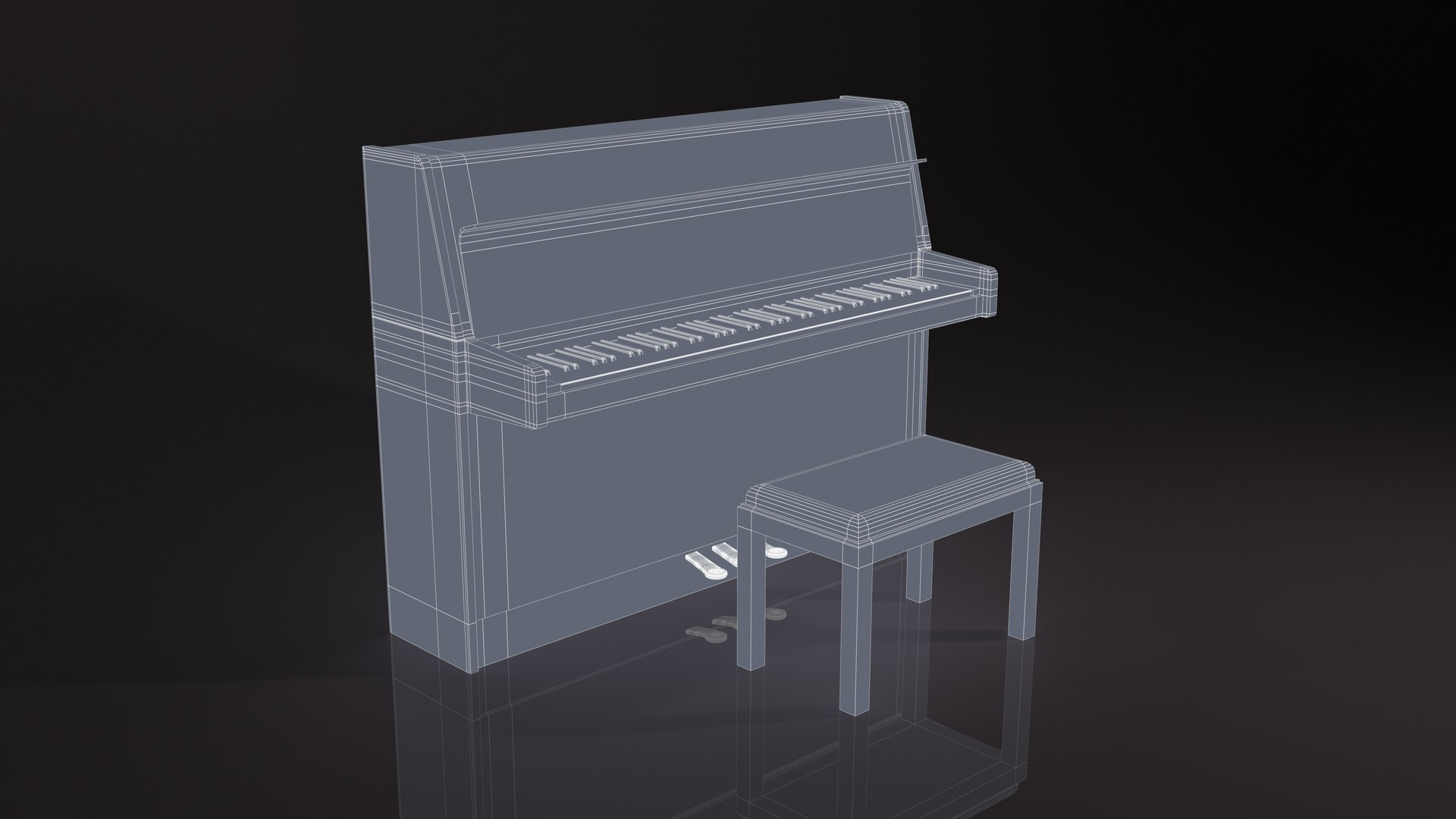 Stand Up Piano With Chair Model - TurboSquid 1992154