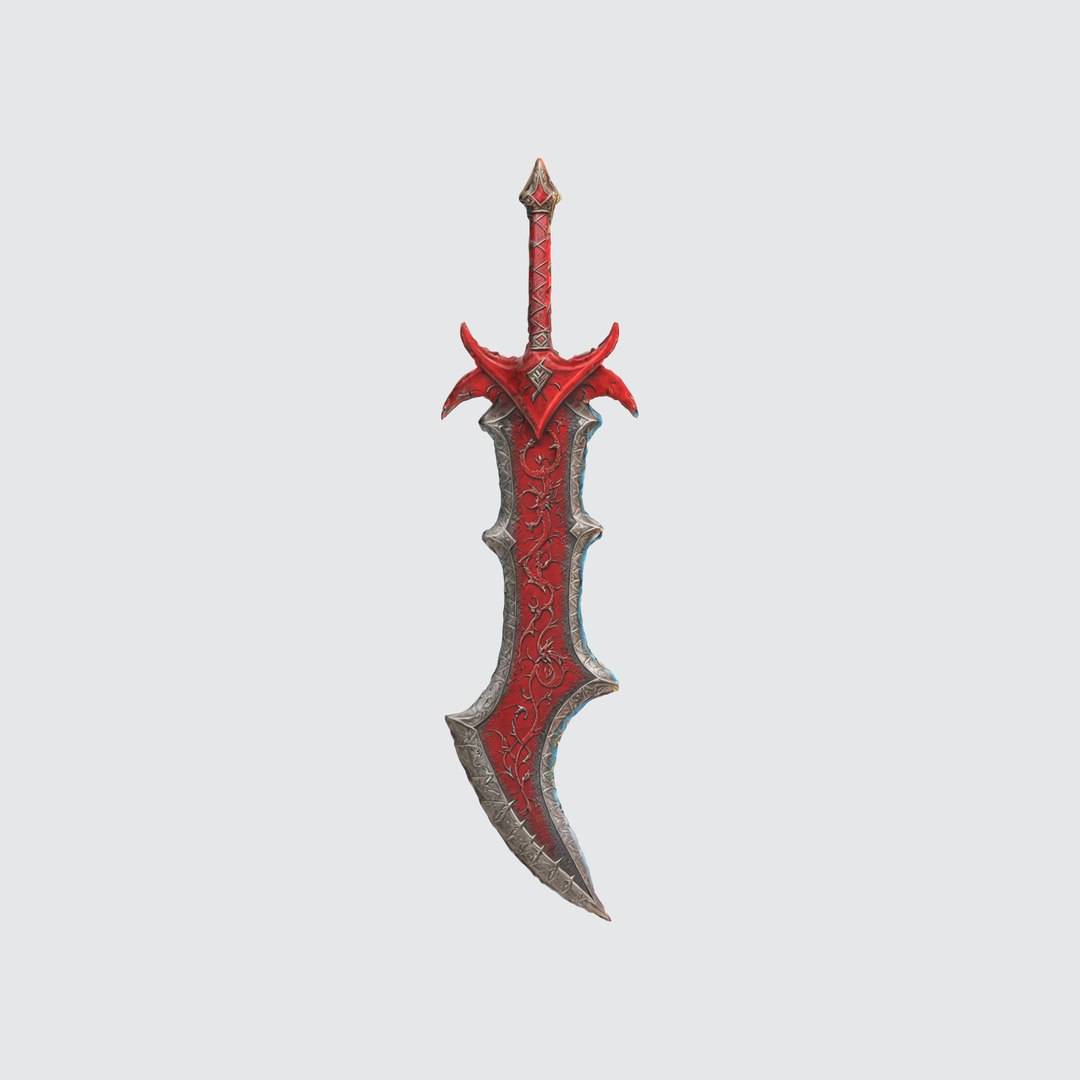 3D A Red Fantasy Sword With A Sharp Blade And Ornate Hilt Model ...