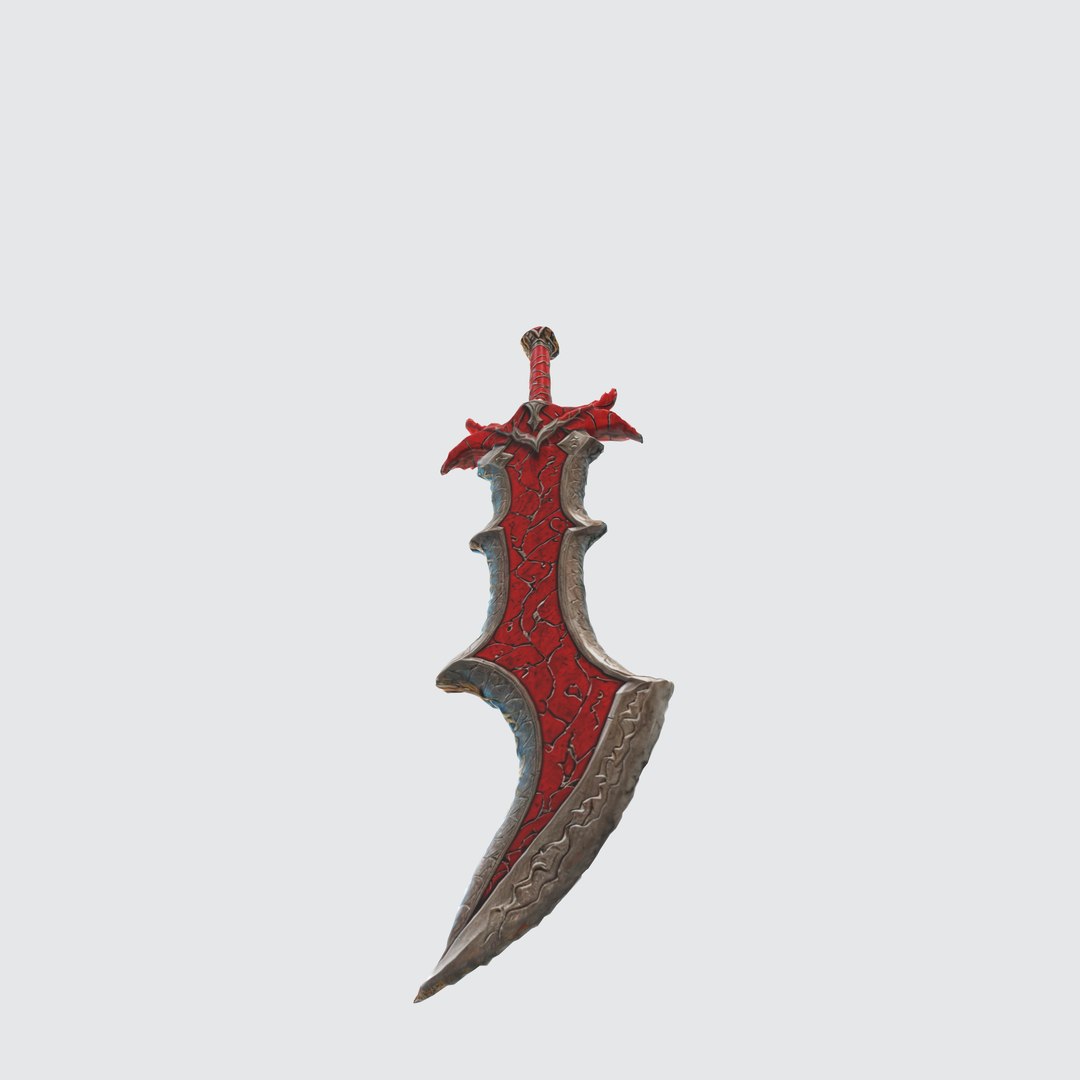 3D A Red Fantasy Sword With A Sharp Blade And Ornate Hilt Model ...