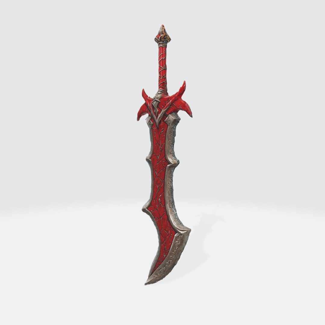 3D A Red Fantasy Sword With A Sharp Blade And Ornate Hilt Model ...