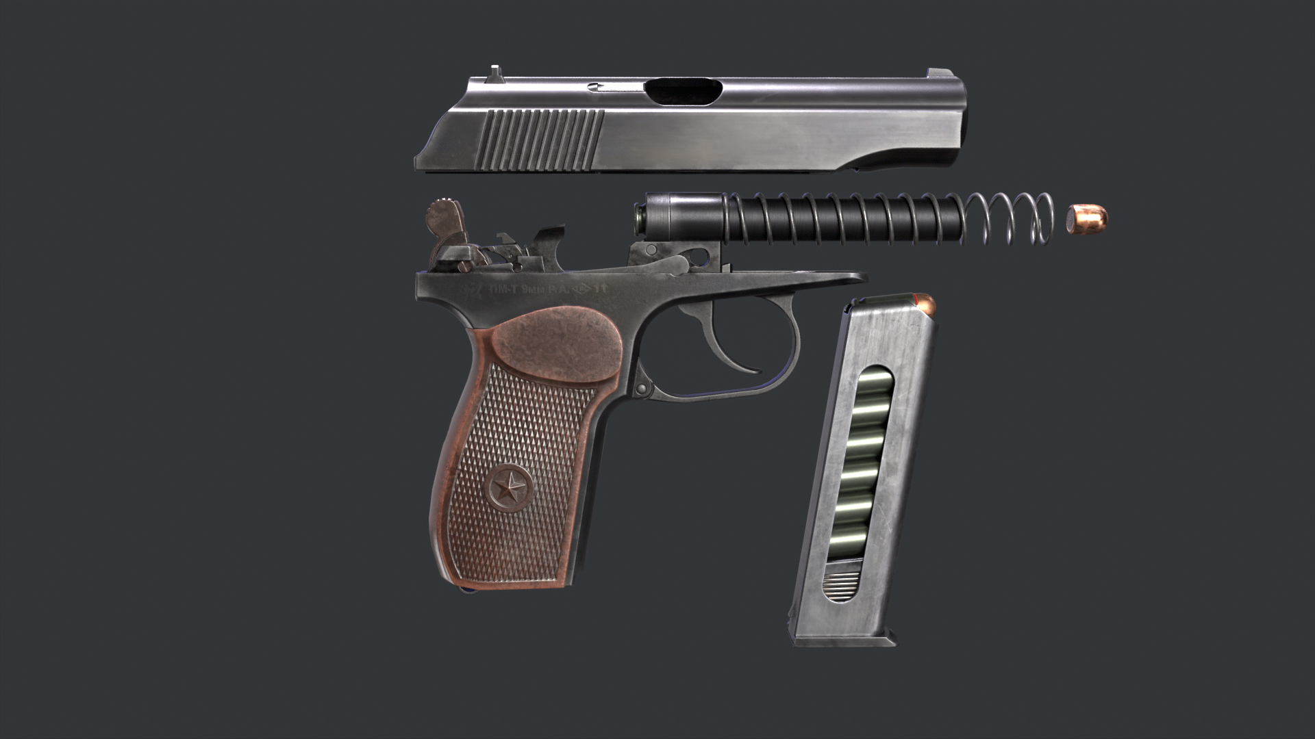 Makarov Gun Disassemble Model - TurboSquid 1896593