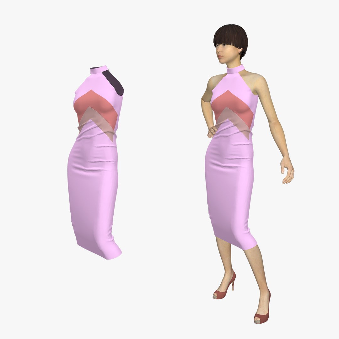 3D Pink Dress Marvelous Designer Or Clo3D ZPRJ Model - TurboSquid 2156699