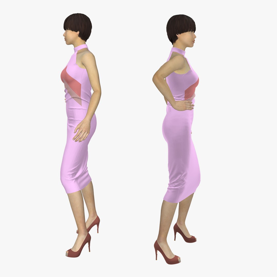 3D Pink Dress Marvelous Designer Or Clo3D ZPRJ Model - TurboSquid 2156699