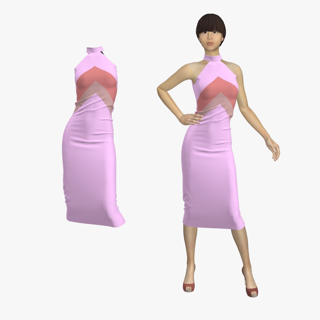 3D Pink Dress Marvelous Designer Or Clo3D ZPRJ Model - TurboSquid 2156699