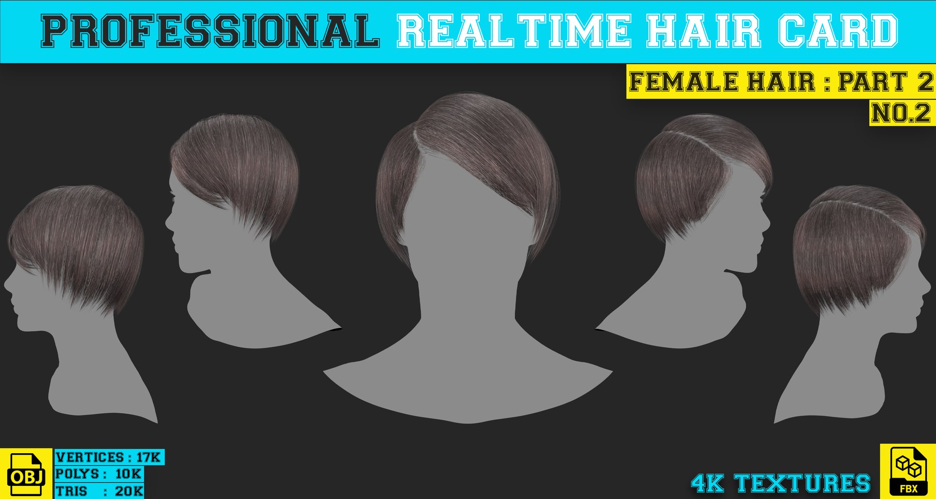 Professional Realtime Haircard - Female Hair Part 2 - No23D模型 ...