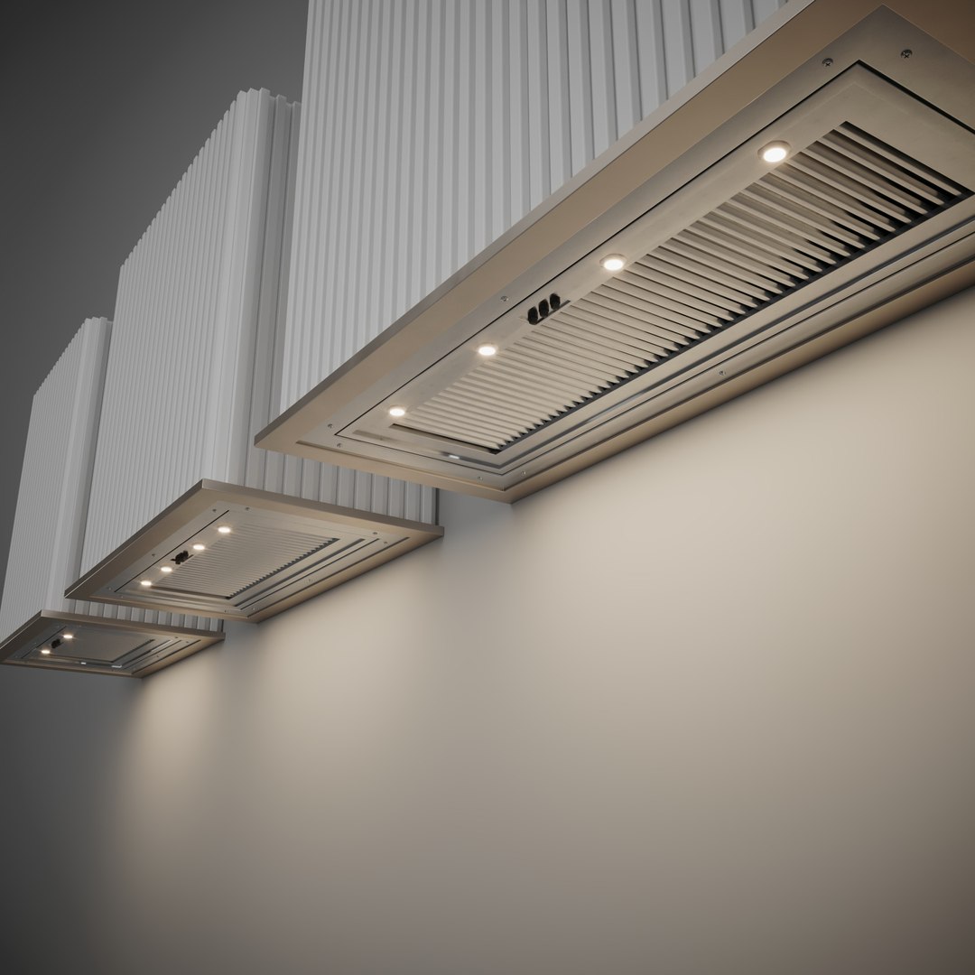Ribbed Kitchen Vent Hoods 3 Sizes 36 inch - 48 inch - 60 inch 3D model ...