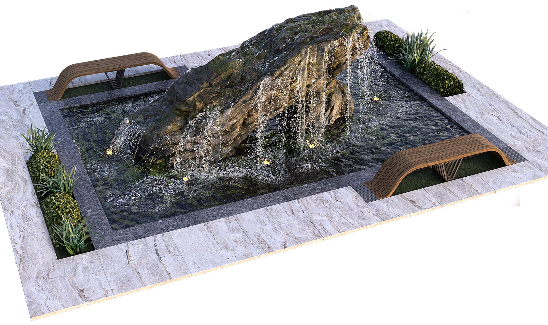 3D Arch Rock With Fountains Model - TurboSquid 2052014