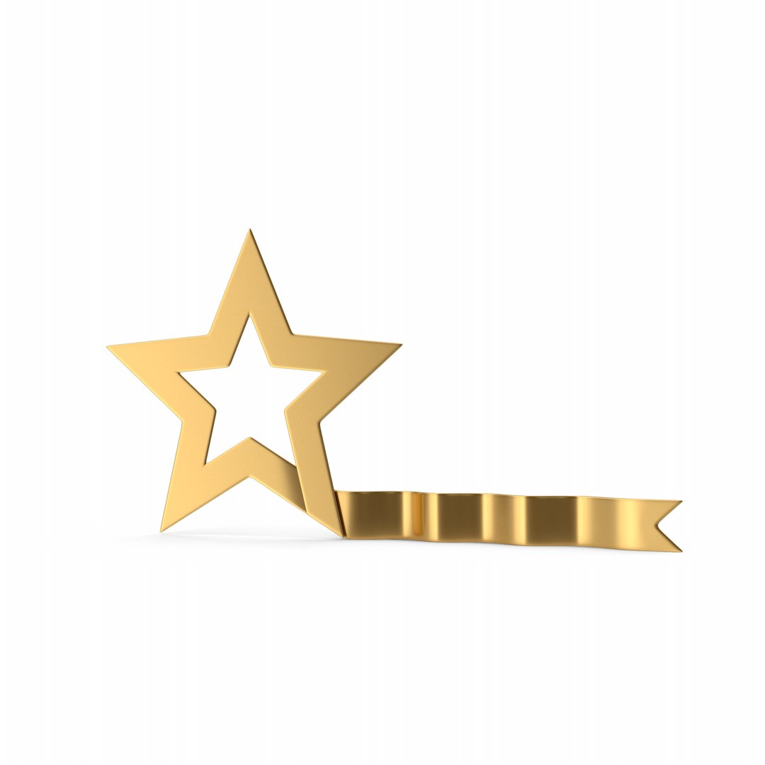 3D Gold Star Ribbon - TurboSquid 2036480