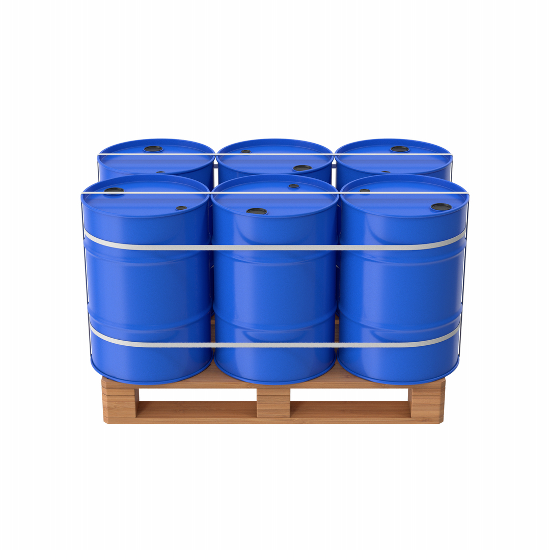 Blue Metal Barrels On Wood Pallet 3D Model - TurboSquid 2063349