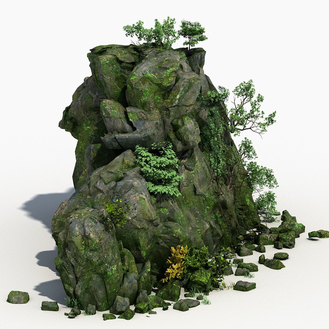Rock Stone Landscape Moss 3d Max