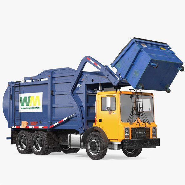 modelo 3d Mack Garbage Truck with Dumpster Blue Rigged for Cinema 4D ...