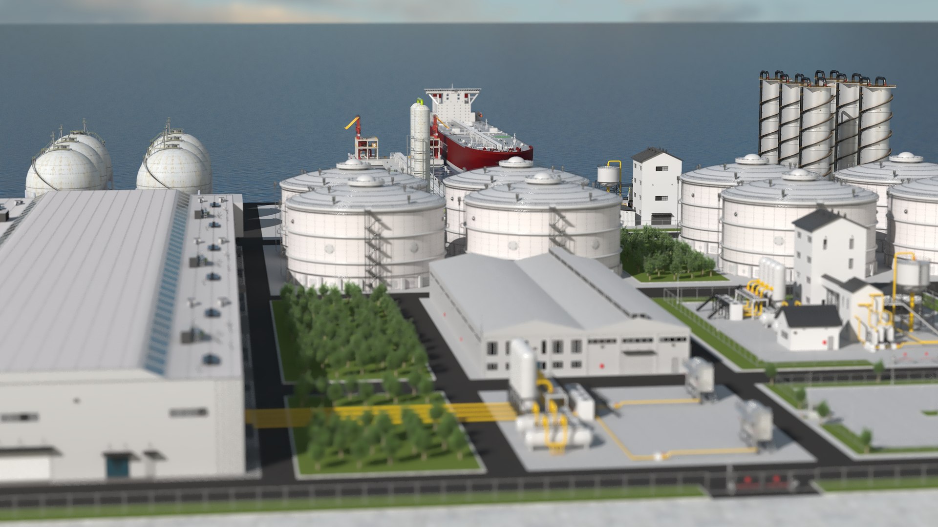 3D LNG Port And Ship - TurboSquid 2330350