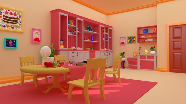 3D kitchen cartoon - asset - TurboSquid 1386955