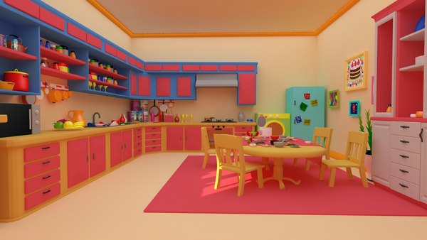 3D kitchen cartoon - asset - TurboSquid 1386955