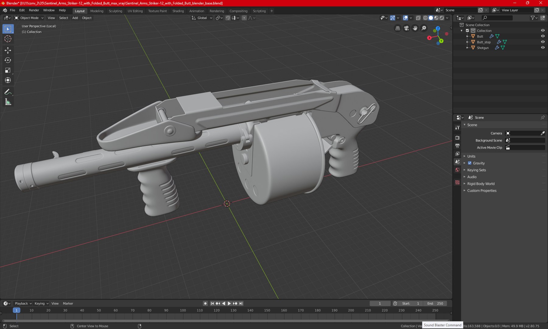 3D model Sentinel Arms Striker-12 with Folded Butt - TurboSquid 2157007