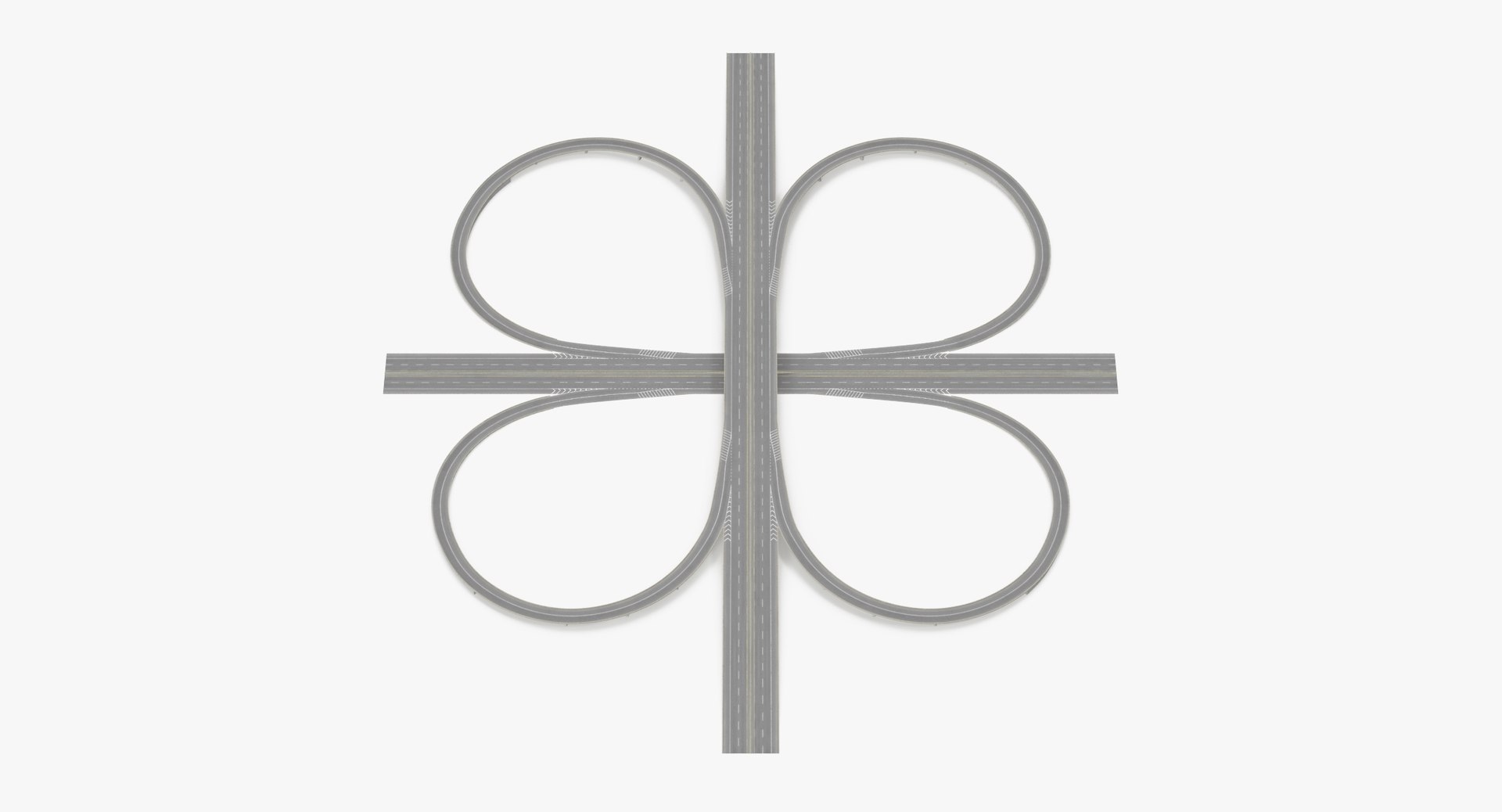 2 Lane Cloverleaf Highway 3d Max