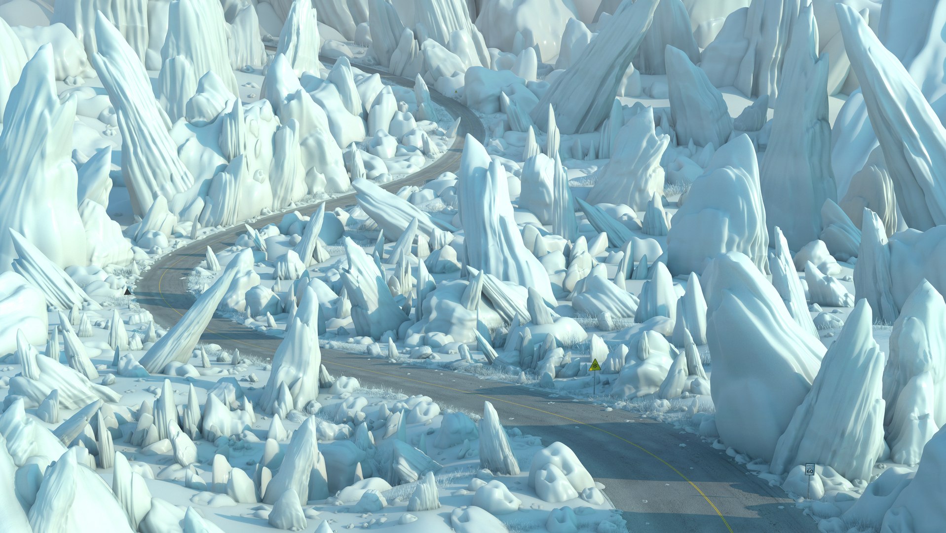 3D Winter Iceberg Road Environment - TurboSquid 1777319
