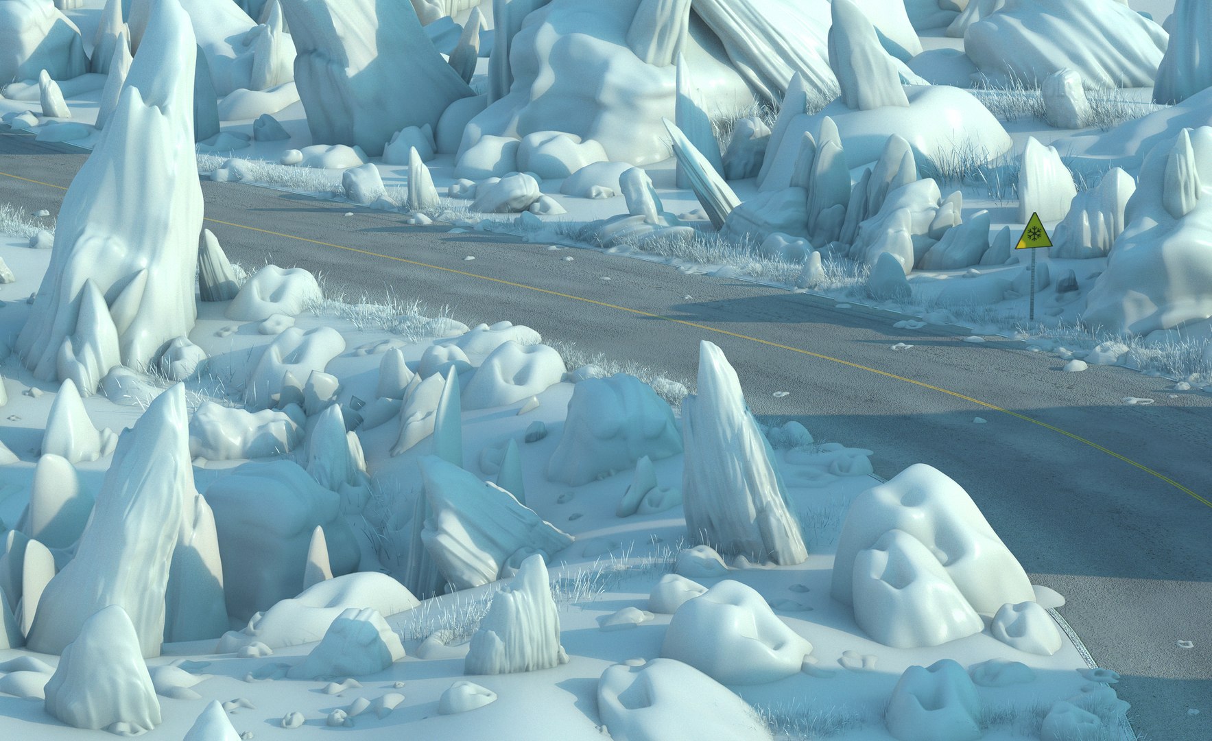 3D Winter Iceberg Road Environment - TurboSquid 1777319