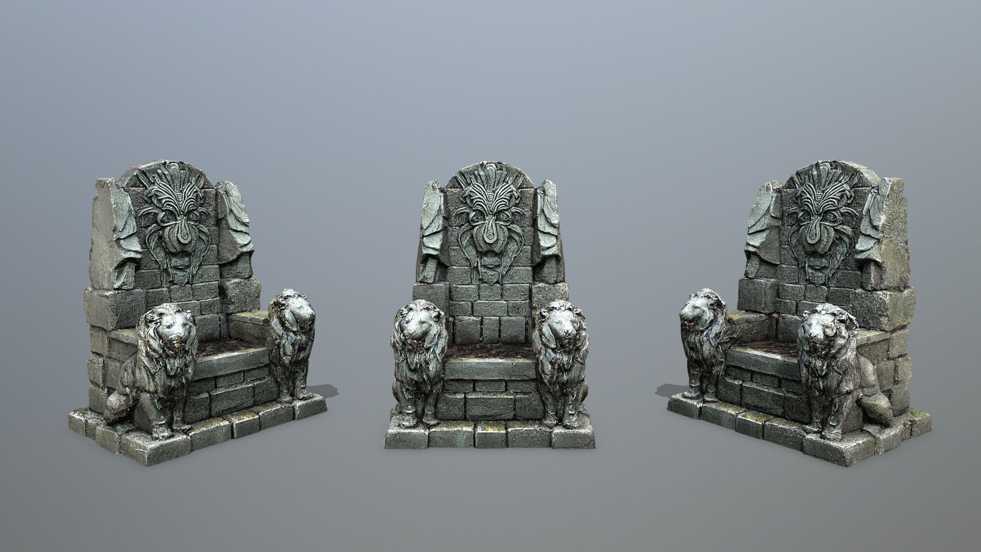 3D Lion Stone Throne - TurboSquid 2262786