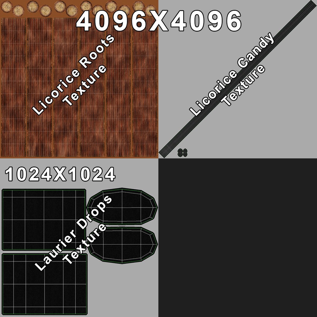 Licorice Candy Roots 3d Model