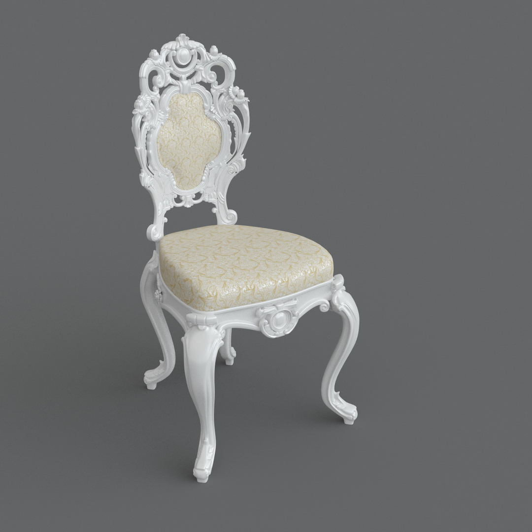 3d White Chair Baroque Style