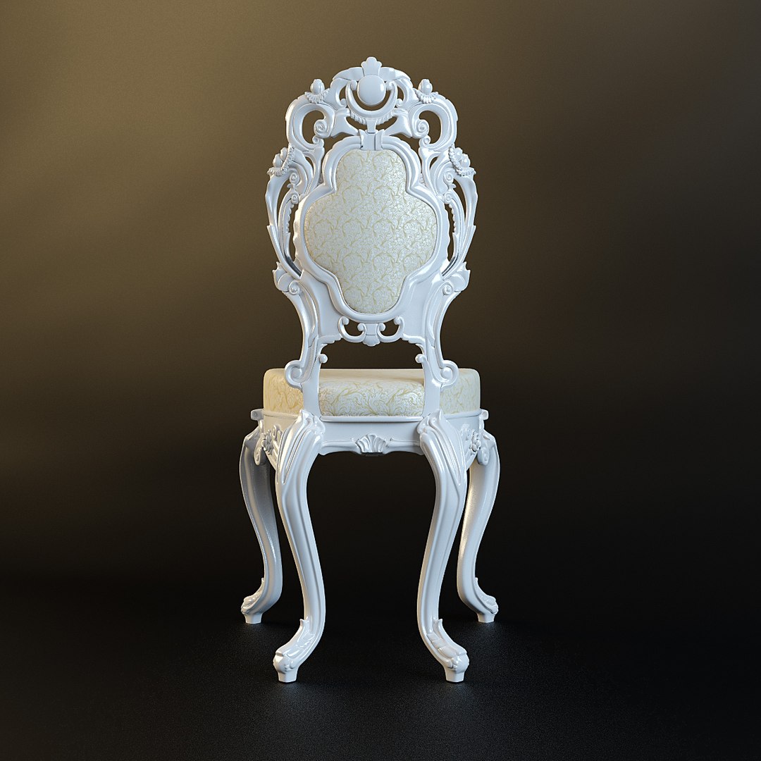 3d White Chair Baroque Style