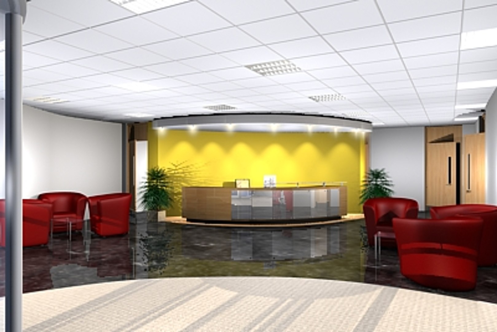 Office Reception 3d Model