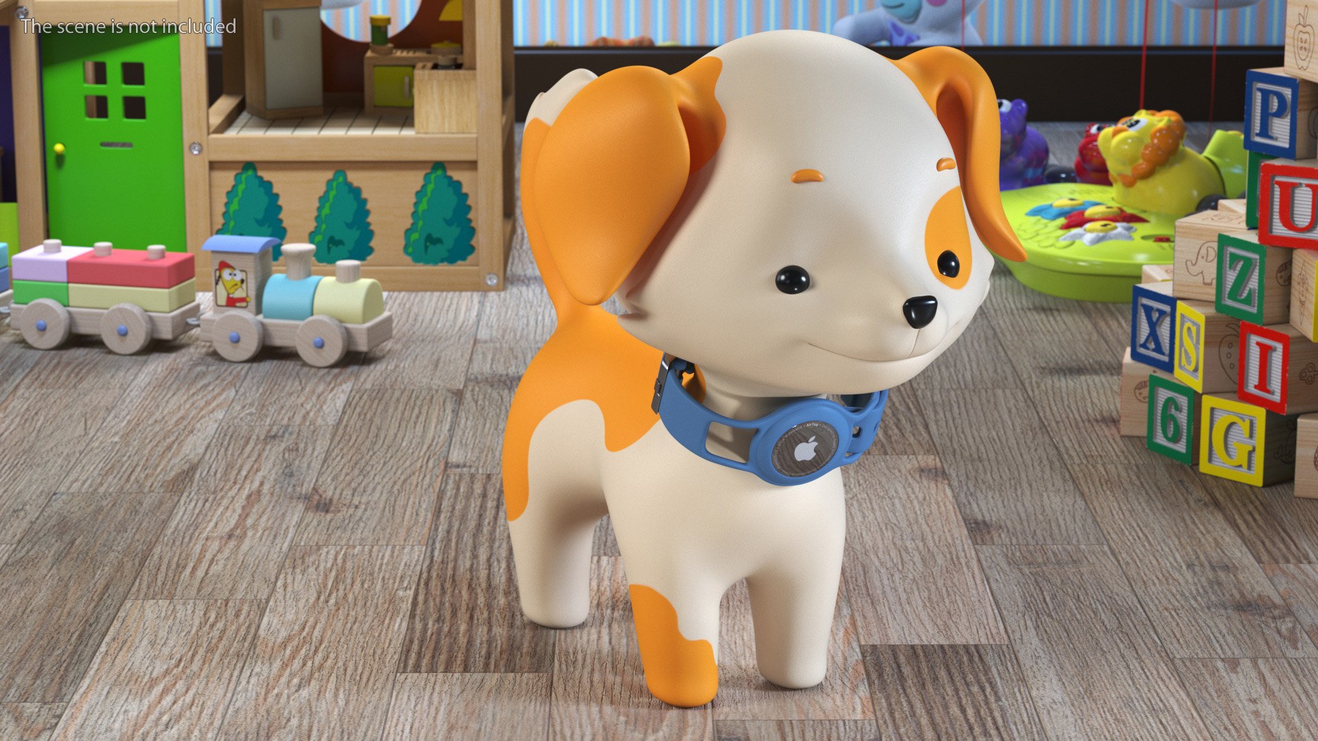 3D model Cartoon Puppy Dog with Apple Dog Tracker Collar - TurboSquid ...