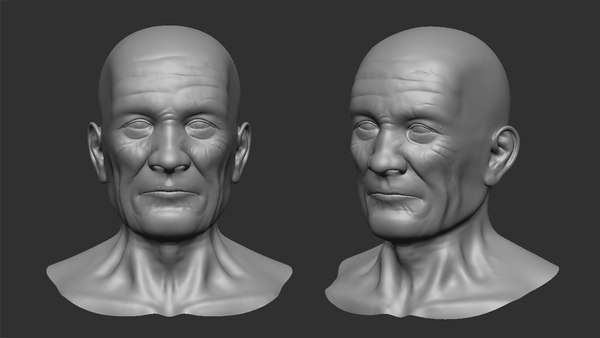 3d head old man polygons