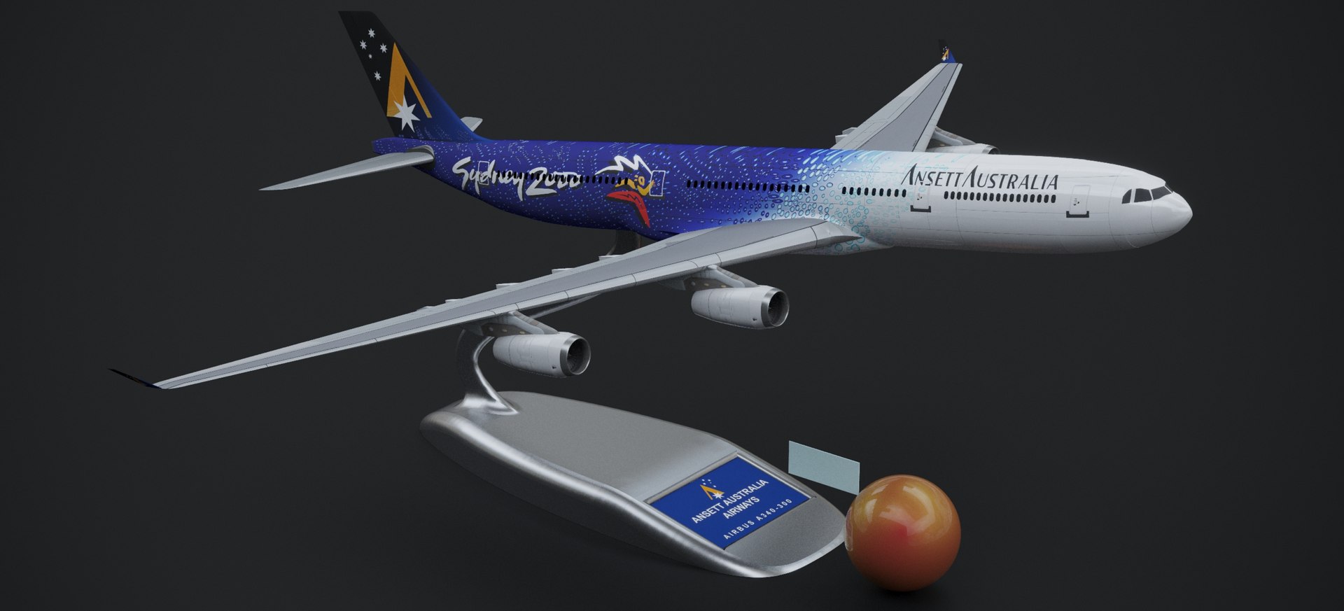 3D AIRBUS A340-300 OFFICE FLOOR MODEL ANSETT SYDNEY 2000 - TurboSquid ...