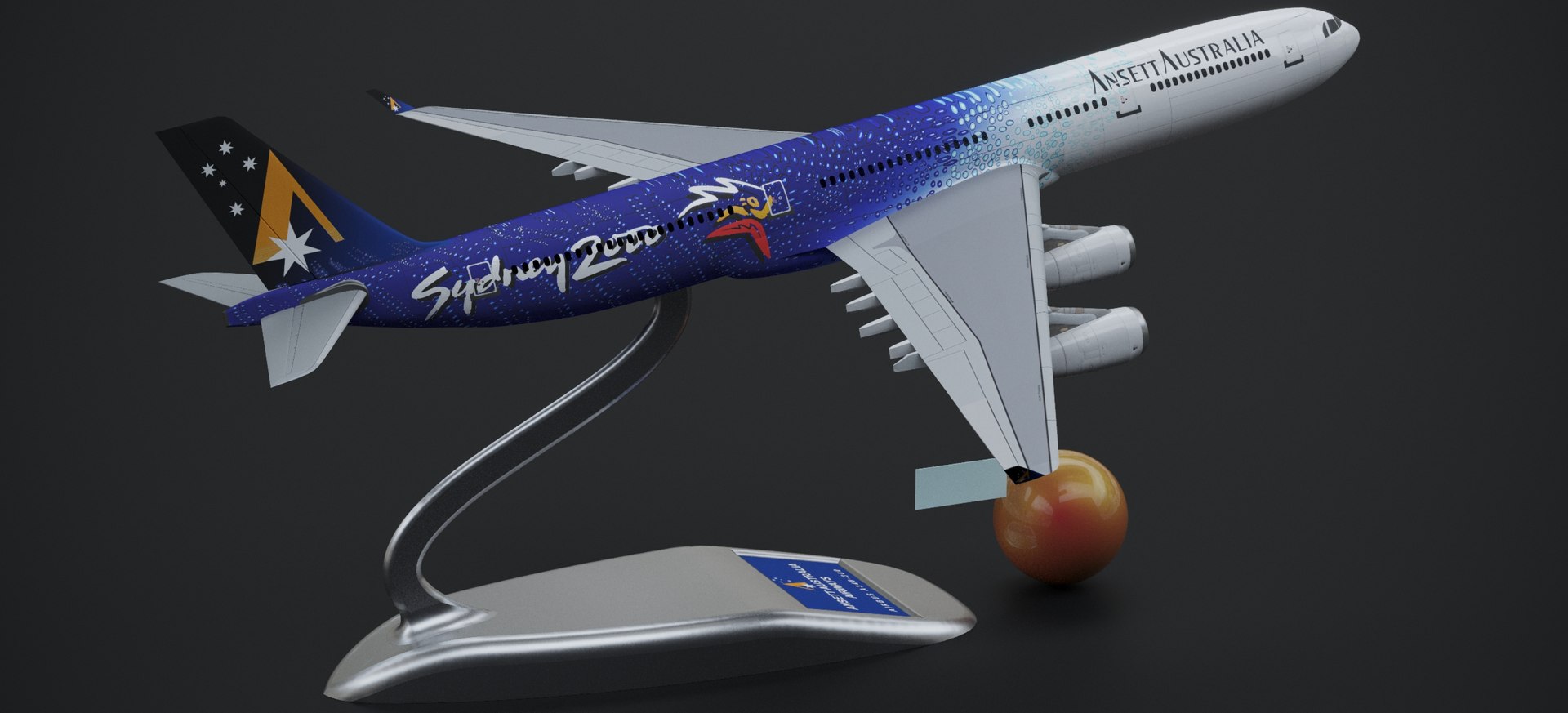 3D AIRBUS A340-300 OFFICE FLOOR MODEL ANSETT SYDNEY 2000 - TurboSquid ...