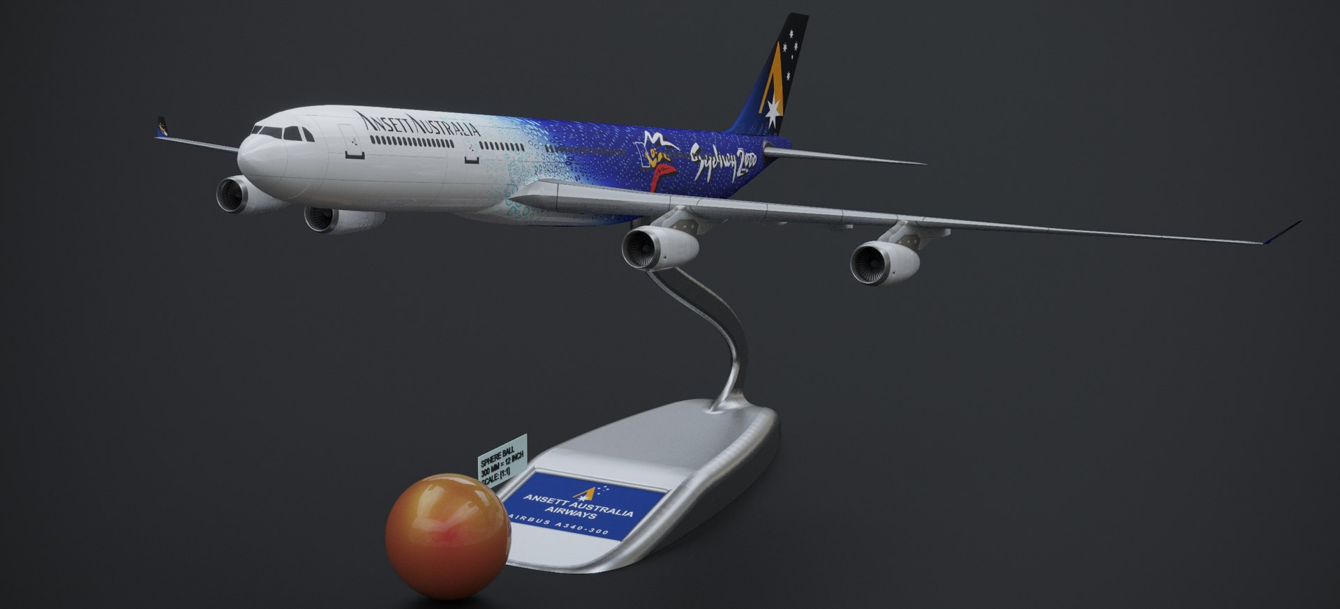 3D AIRBUS A340-300 OFFICE FLOOR MODEL ANSETT SYDNEY 2000 - TurboSquid ...