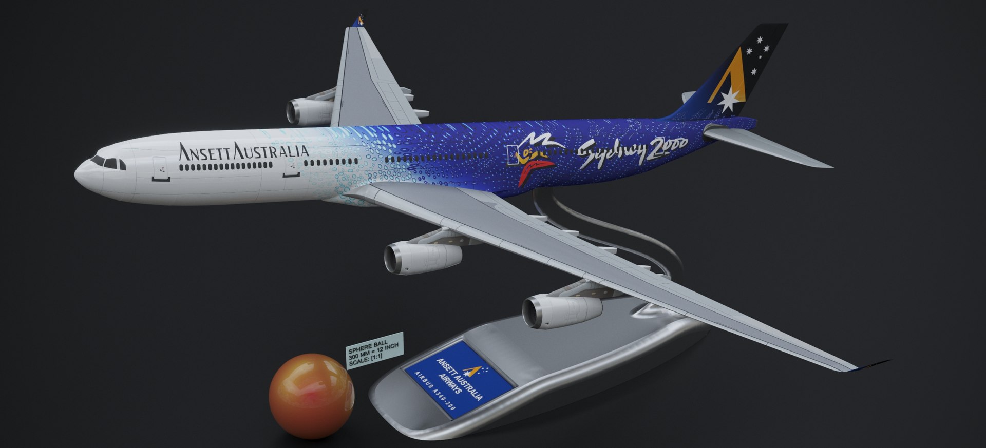 3D AIRBUS A340-300 OFFICE FLOOR MODEL ANSETT SYDNEY 2000 - TurboSquid ...