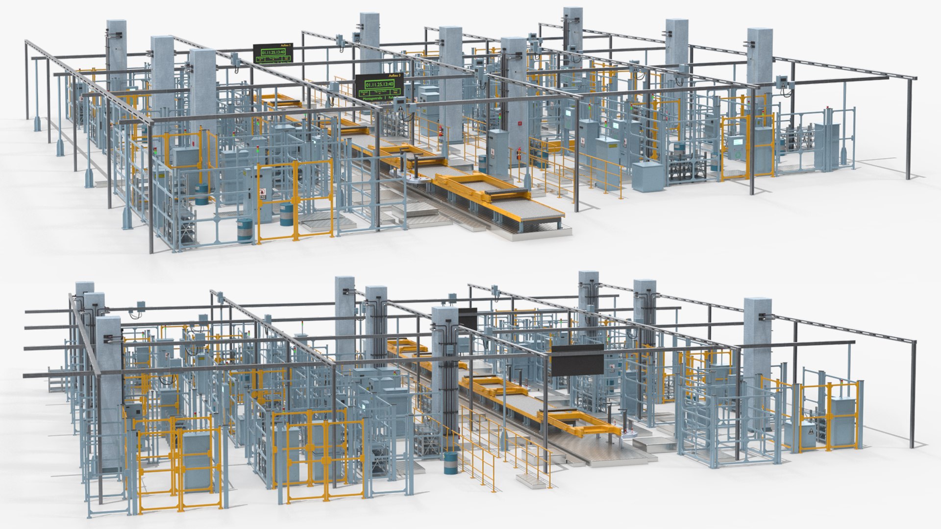 Idle Automotive Assembly Line Structure Without Robots 3D Model ...