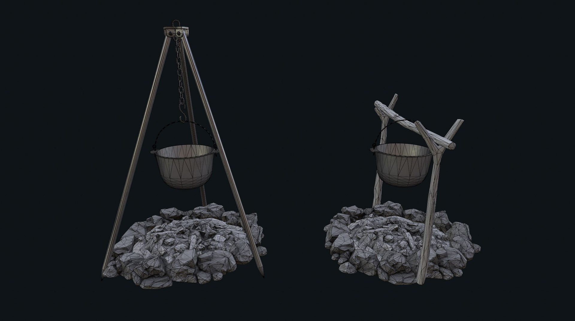 3D Camping Bonfire Bowler Tripod Model - TurboSquid 2126195