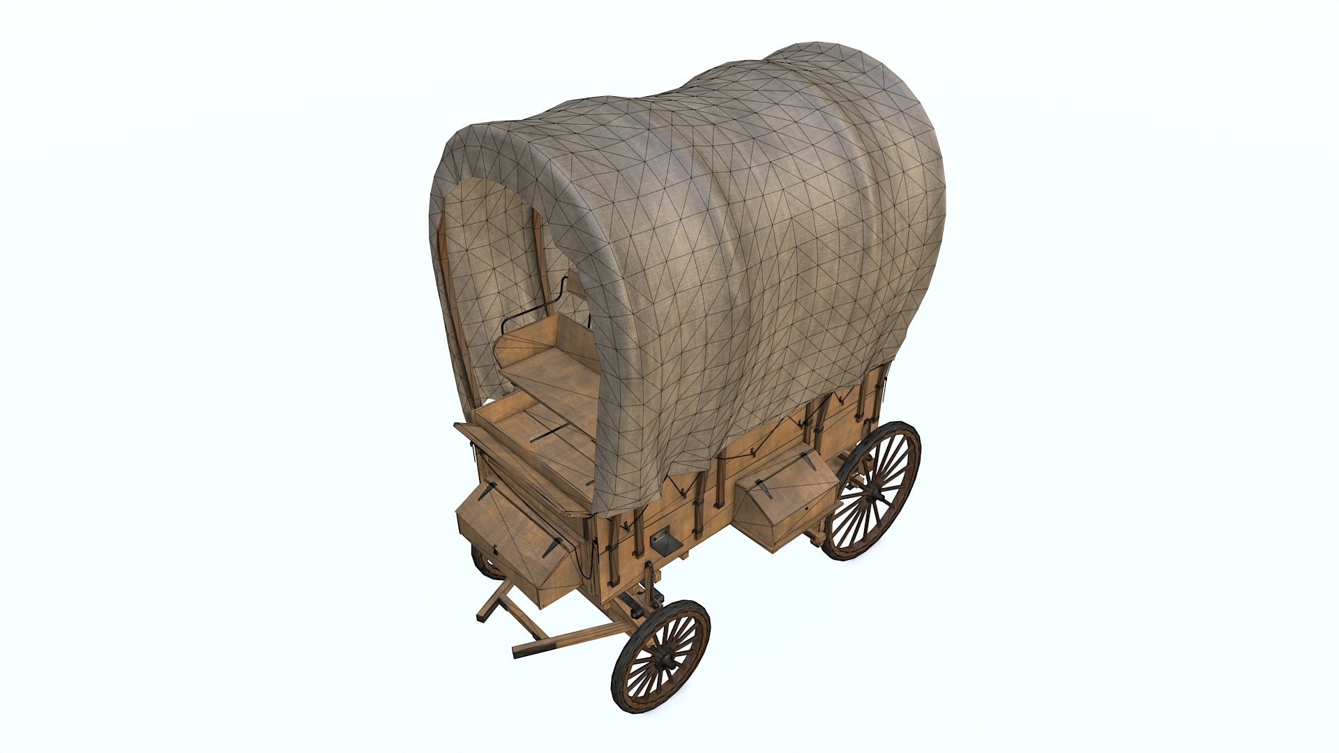 3D old western covered wagon model - TurboSquid 1506627